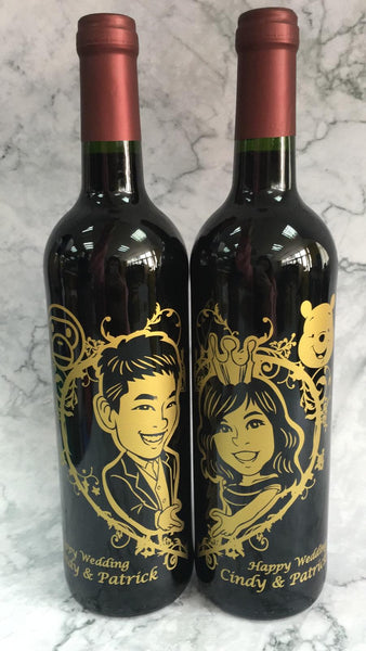 Christmas Cute Cartoon Style Cartoon Engraving | Personalize Red Wine ...